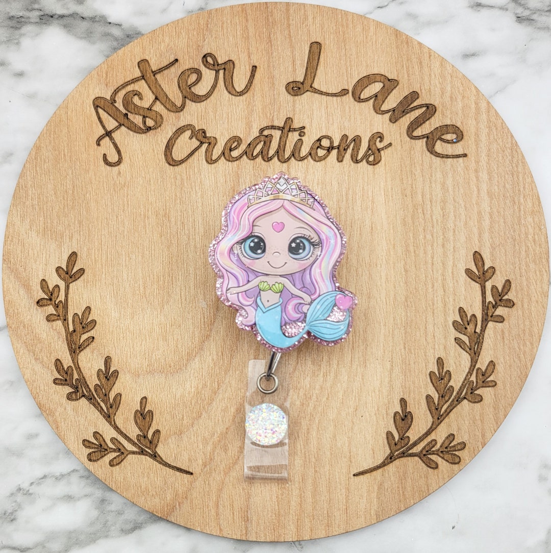 Mermaid Badge Reel, Cute Mermaid, Mermaid Gift, Summer Badge Reel ...