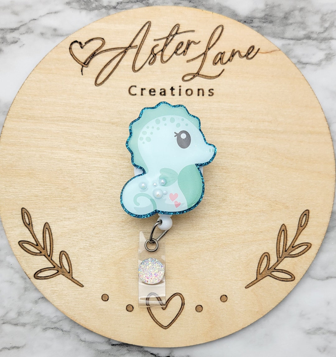 Seahorse Badge Reel, Cute Animal Badge Reel, Badge Reel, Beach Badge ...
