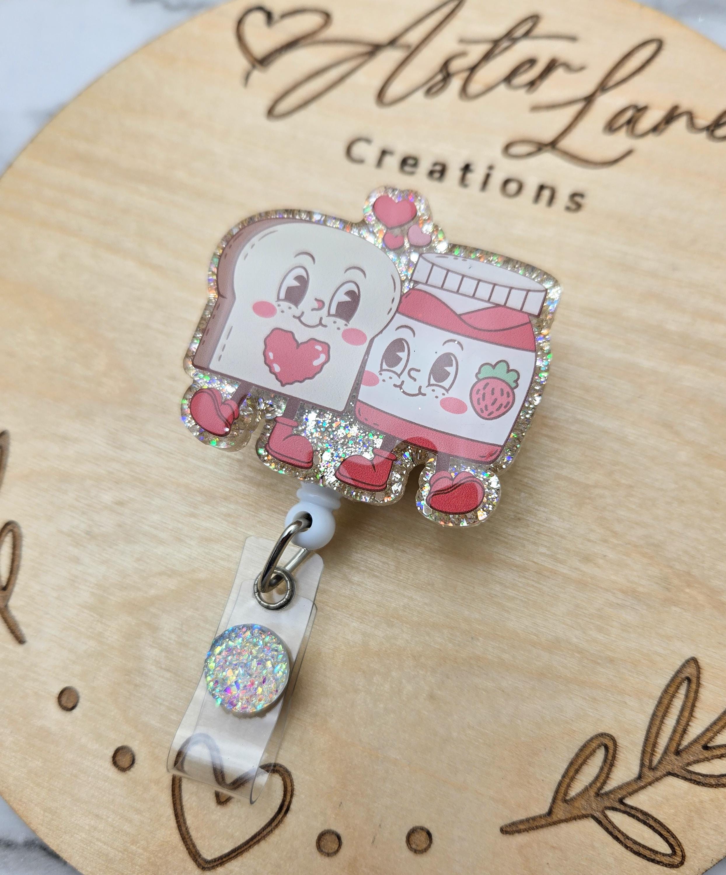 Peanut Butter and Jelly Badge Reel, Cute Food Gift Restaurant Badge ...