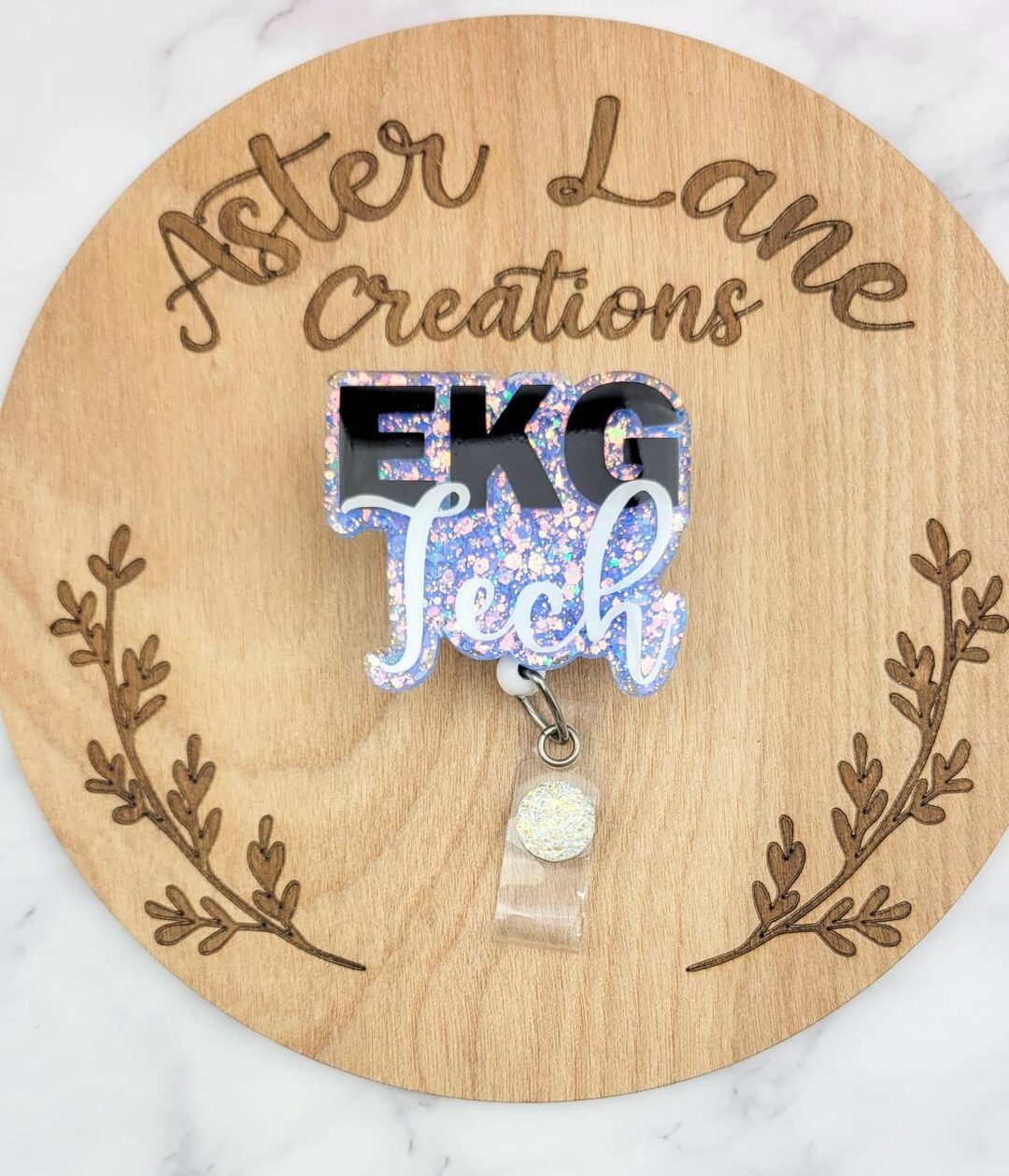 EKG Tech Badge Reel, Nurse Gift, Glitter Badge Reel, Women's Badge Reel ...
