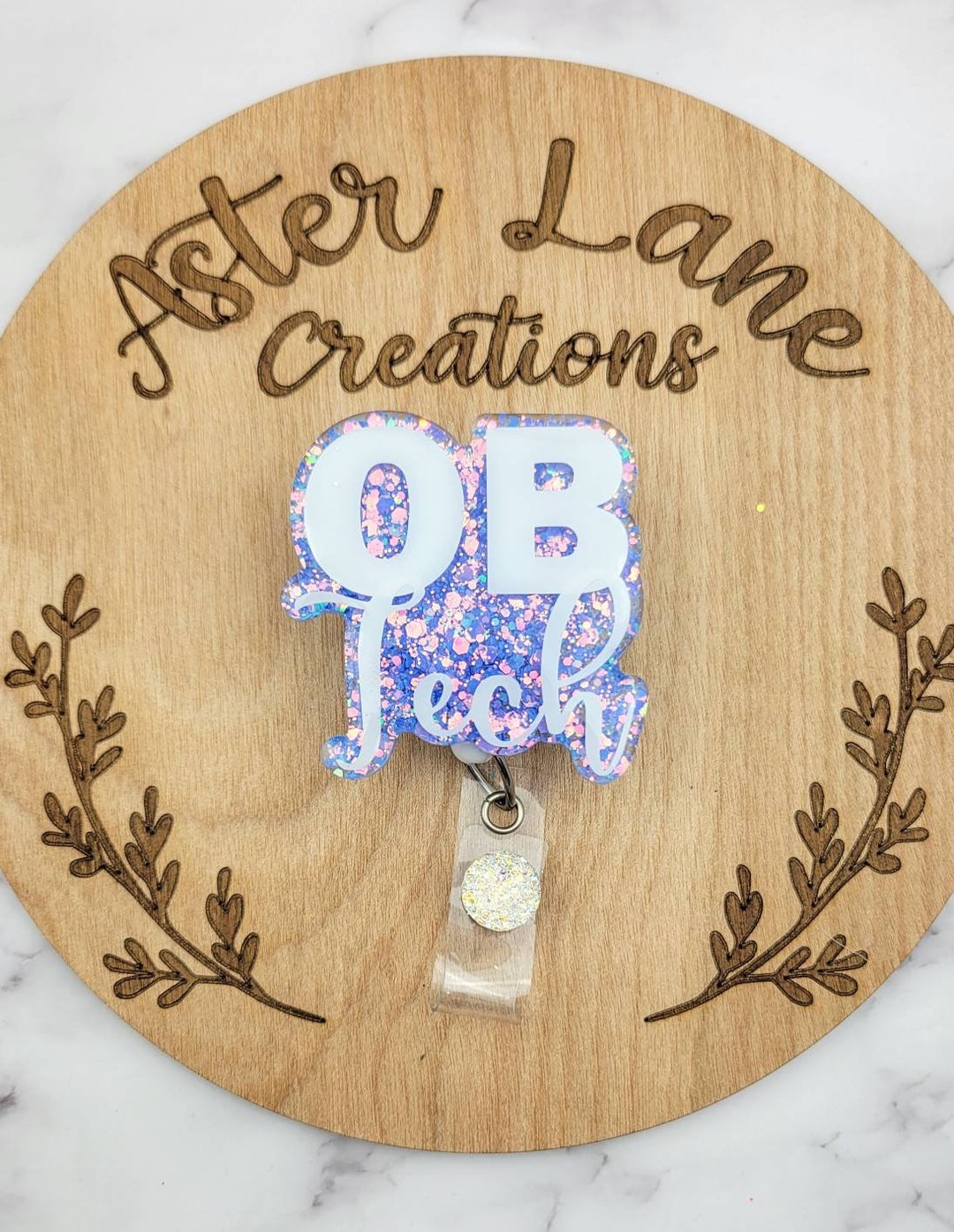 OB Tech Badge Reel, OB Tech Gift, Glitter Badge Reel, Women's Badge ...