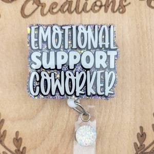 Emotional Support Coworker, Funny Badge Reel, Gift for Coworker, Cute ...