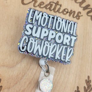Emotional Support Coworker, Funny Badge Reel, Gift for Coworker, Cute ...