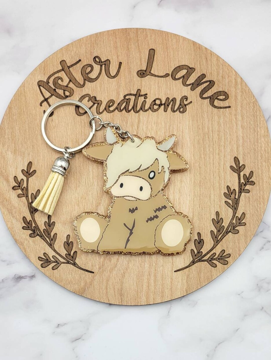 Highland Cow Keychain, Highland Cow Gift, Cute Keychain, Glitter ...