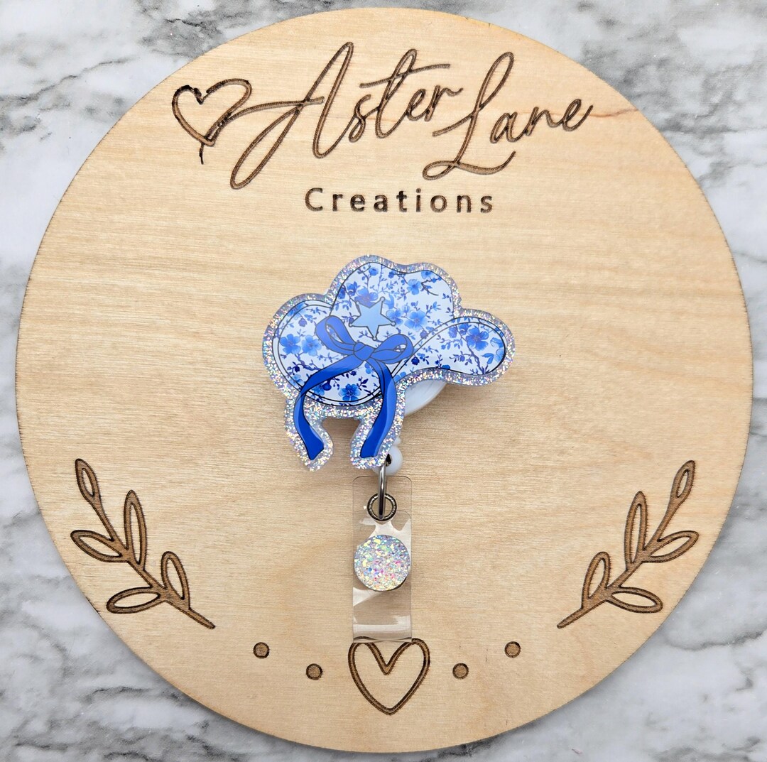 Cowgirl Hat Badge Reel, Western Badge Reel, Womens Gift, Floral Cowgirl ...