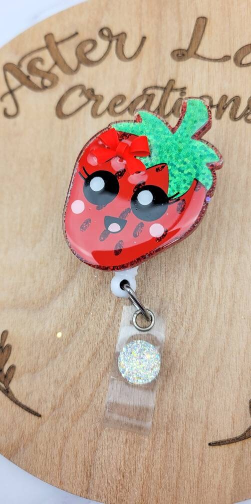 Strawberry Badge Reel, Cute Food Badge Reel, Fruit Badge Reel, Summer ...