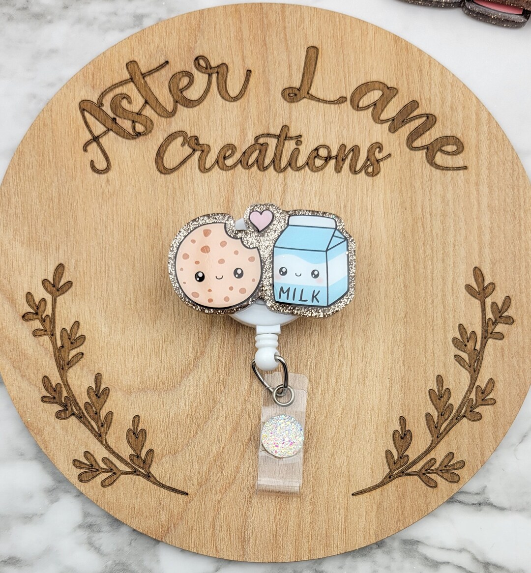 Cookies and Milk, Badge Reel, Cookie Badge Reel, Milk Badge Reel, Cute ...