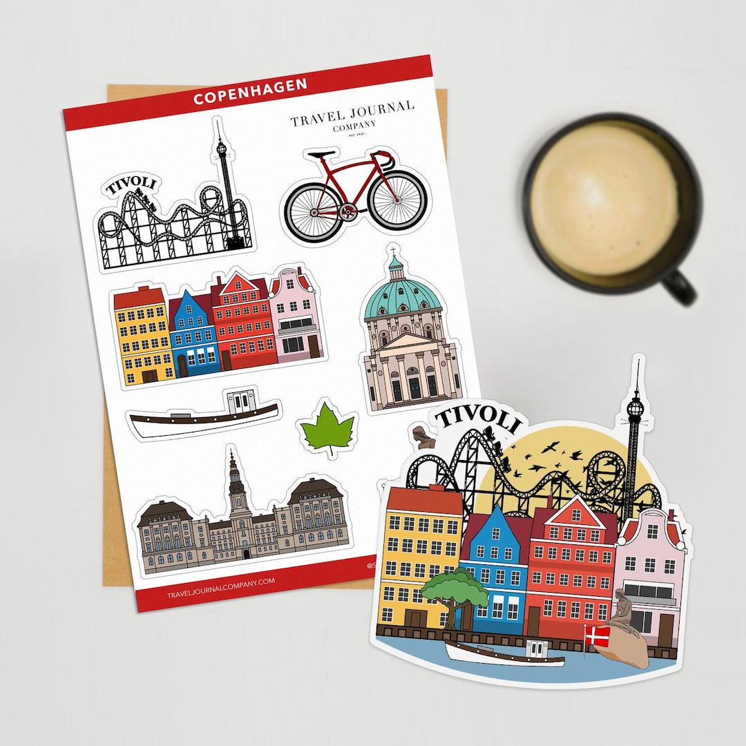 Copenhagen Travel Sticker Sheet Scrapbooking Planner Sticker Journal ...