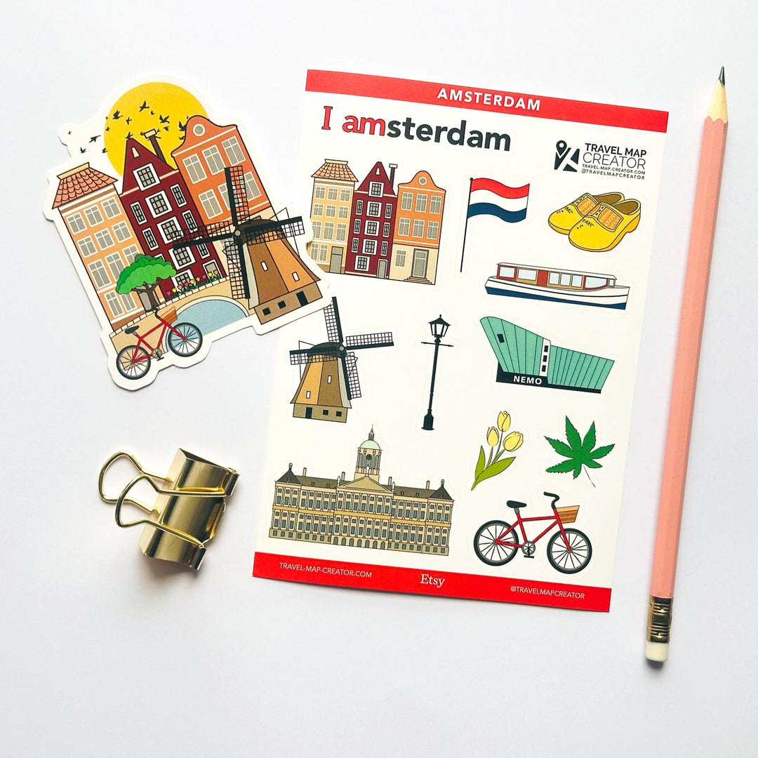 Amsterdam Sticker Sheet Die Cut Sticker Travel Sticker Planner Sticker ...