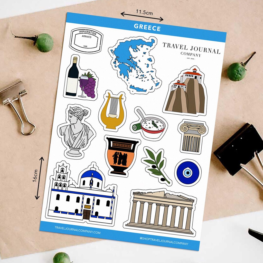 Greece Sticker Sheet Journal Sticker Planner Sticker Travel Journal ...
