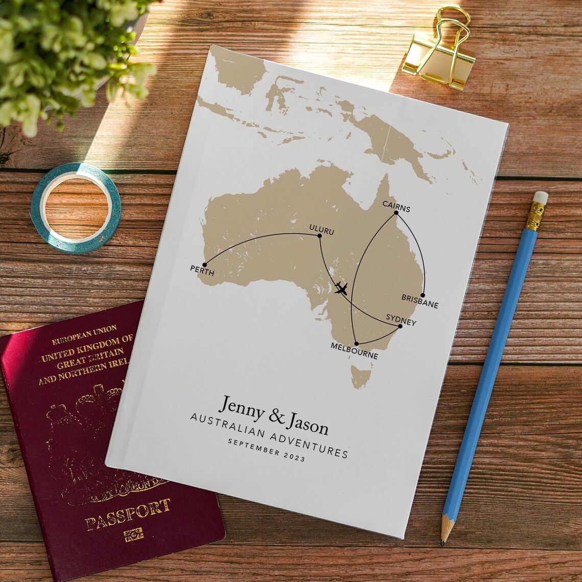 Custom Map Europe Travel Journal Personalised Notebook Bucket List ...