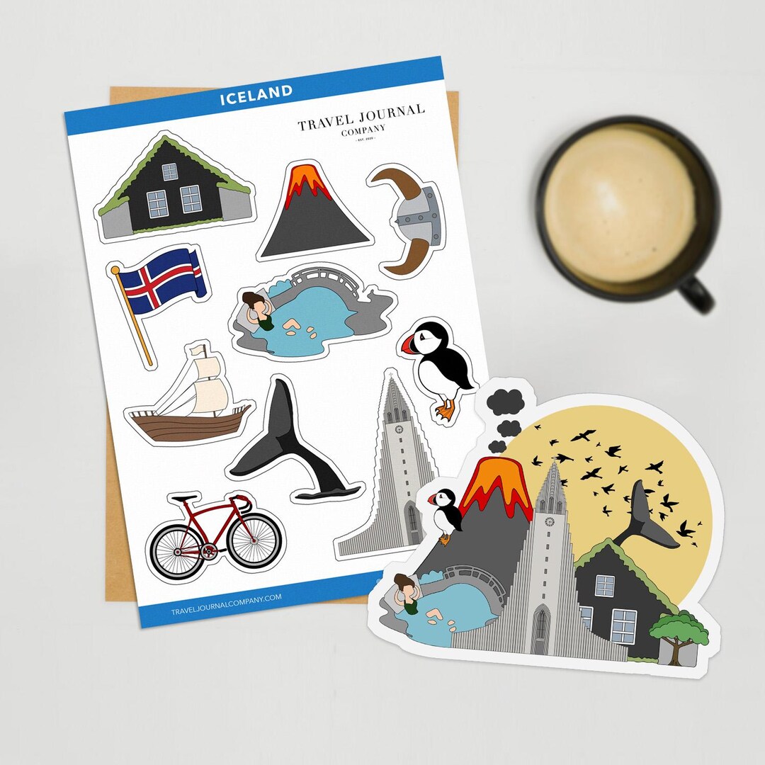 Iceland Reykjavik Sticker Sheet Scrapbooking Planner Sticker Journal ...