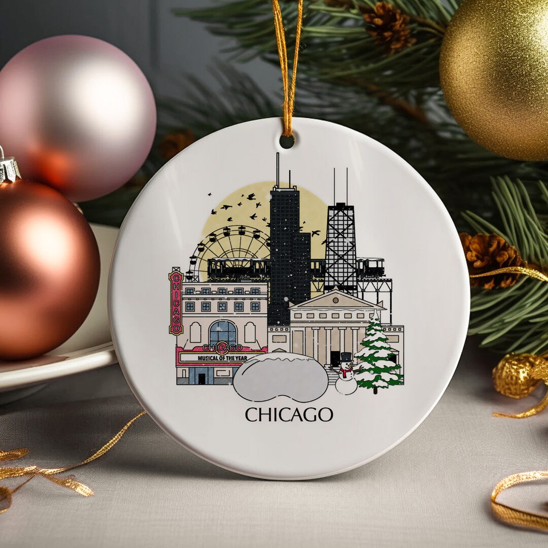 Chicago Personalised Christmas Tree Ceramic Ornament Decoration Xmas ...