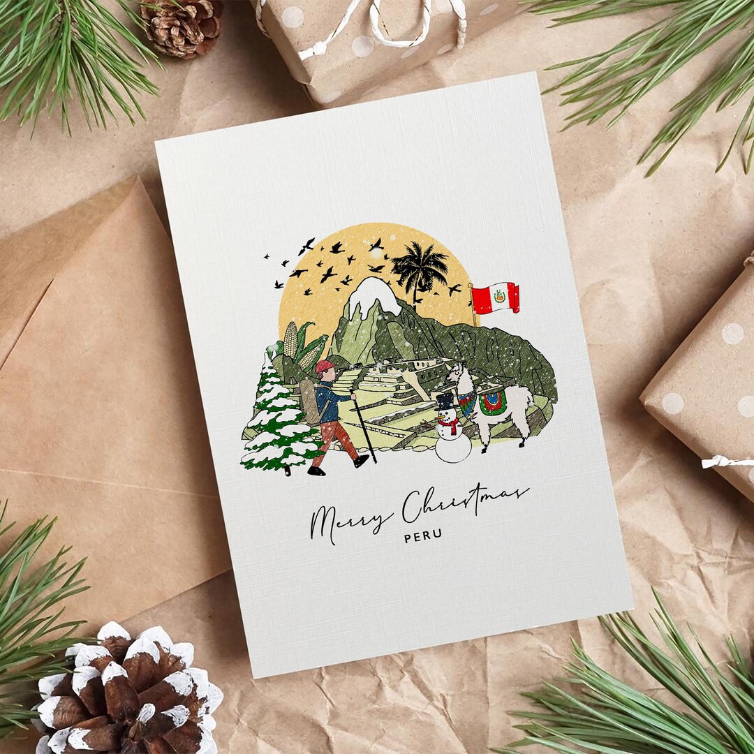 Personalized Peru Christmas Card: Illustrated Holiday Greeting Card - Etsy