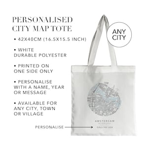 Amsterdam Personalised Eco Tote Bag City Map Tote Shoulder Bag Travel ...