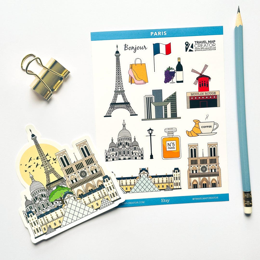 Paris Sticker Sheet Die Cut Sticker Journal Stickers Planner Stickers ...