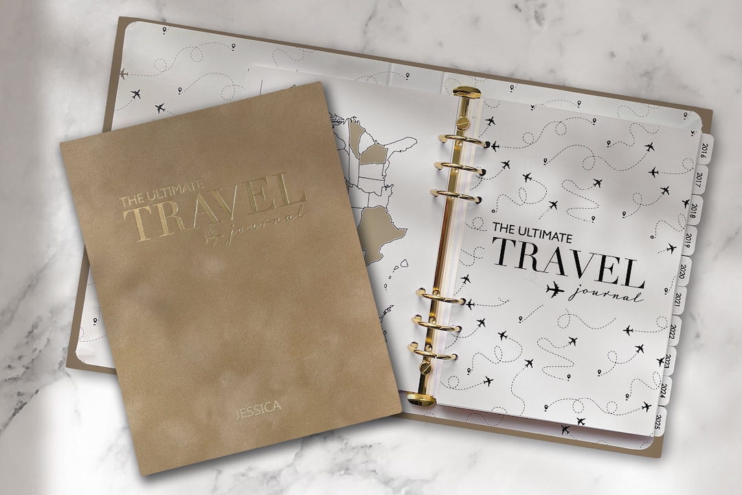 Ultimate Travel Journal Beige Velvet Binder Personalised - Etsy