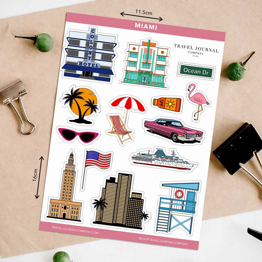 Miami Sticker Sheet Die Cut Sticker Journal Sticker Planner Sticker ...