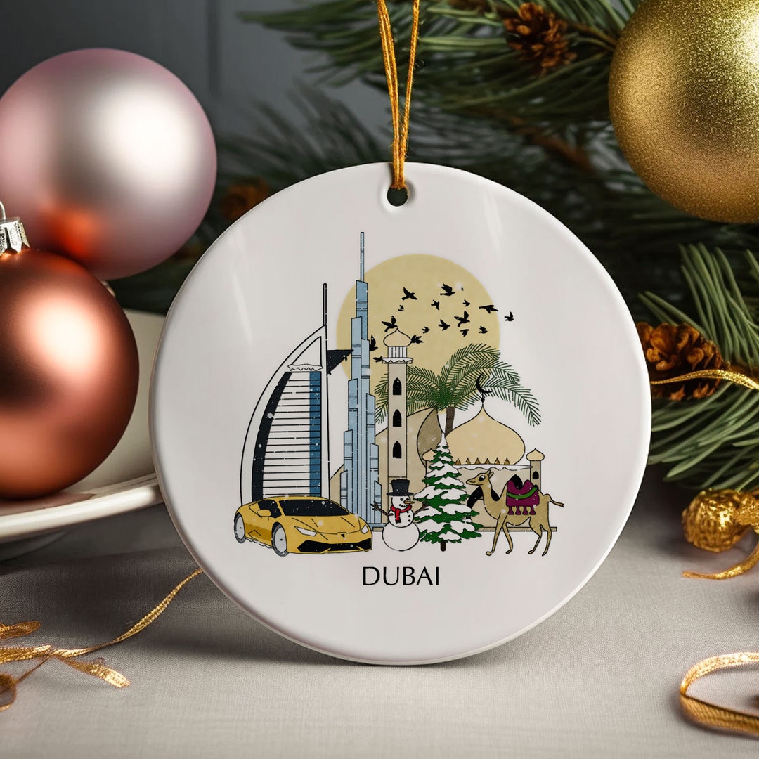 Dubai UAE Christmas Tree Ceramic Ornament Emirates Personalised ...