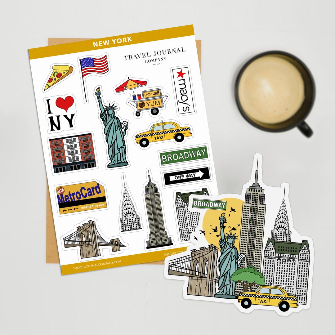 New York Sticker Sheet Die Cut Sticker Travel Journal Sticker Scrapbook ...
