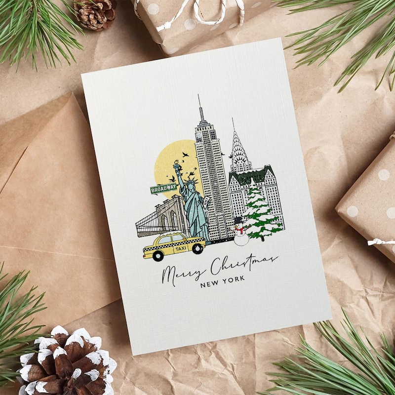 New York Christmas Card - Etsy
