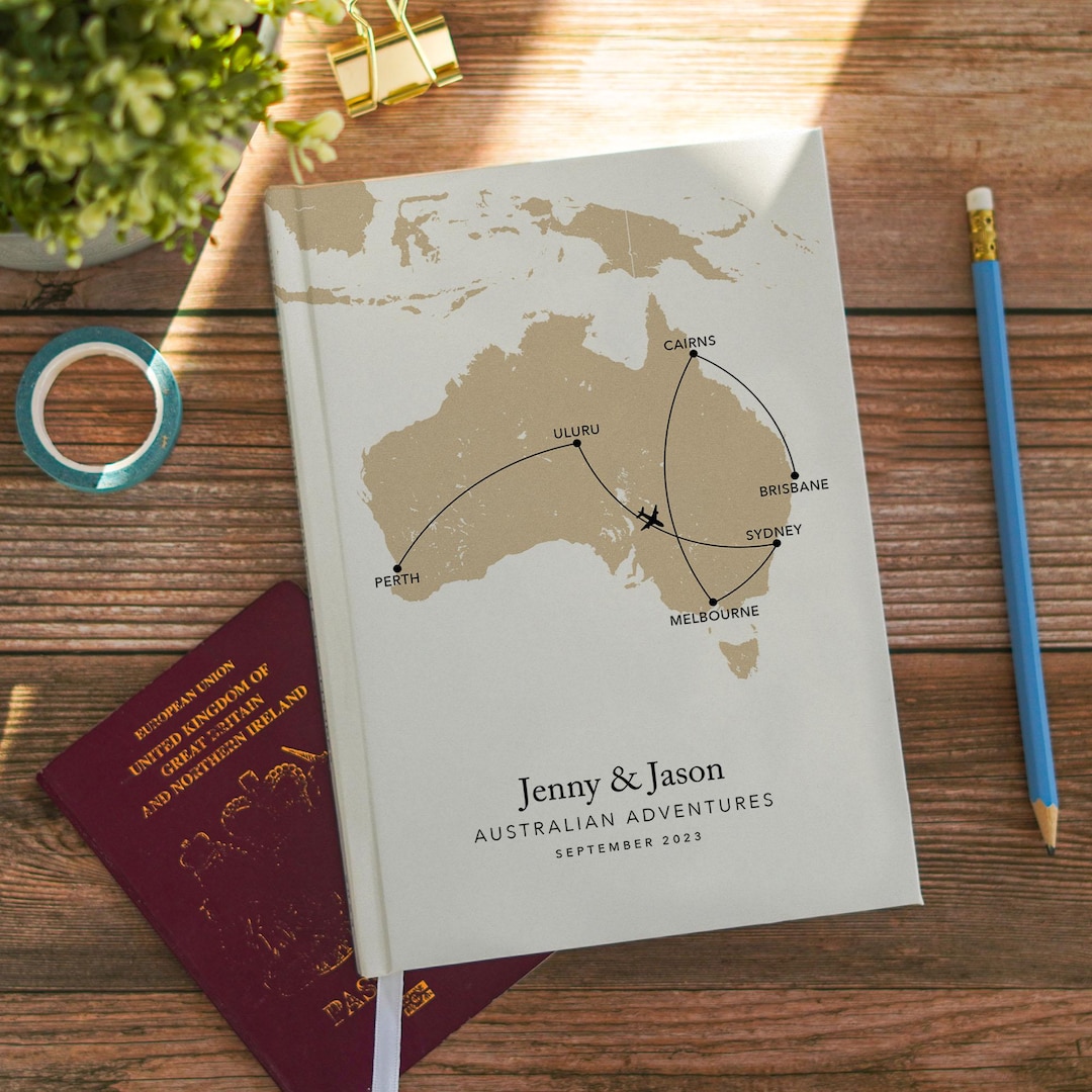 Custom Map Australia Travel Journal Personalised Notebook Bucket List ...