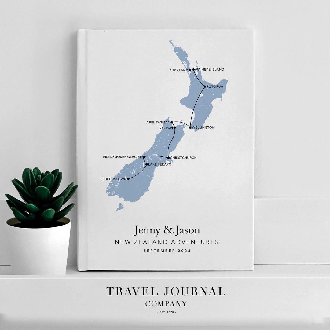 Custom Map New Zealand Travel Journal Personalised A5 Notebook Bucket ...