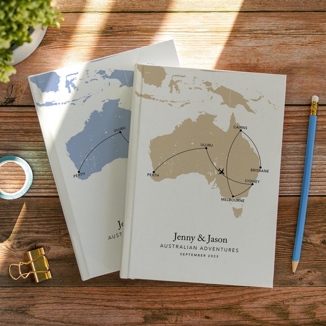 Custom Map Australia Travel Journal Personalised Notebook Bucket List ...
