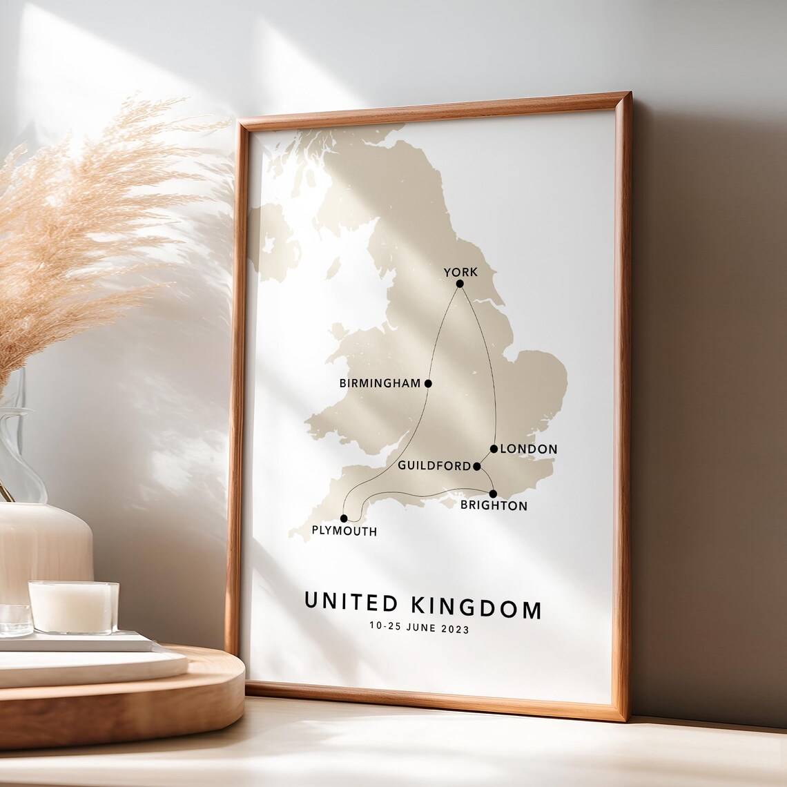 United Kingdom Personalised Travel Map Print With Photo Collage Custom ...