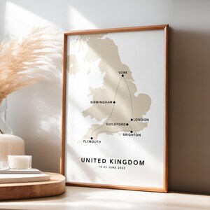 United Kingdom Personalised Travel Map Print With Photo Collage Custom ...
