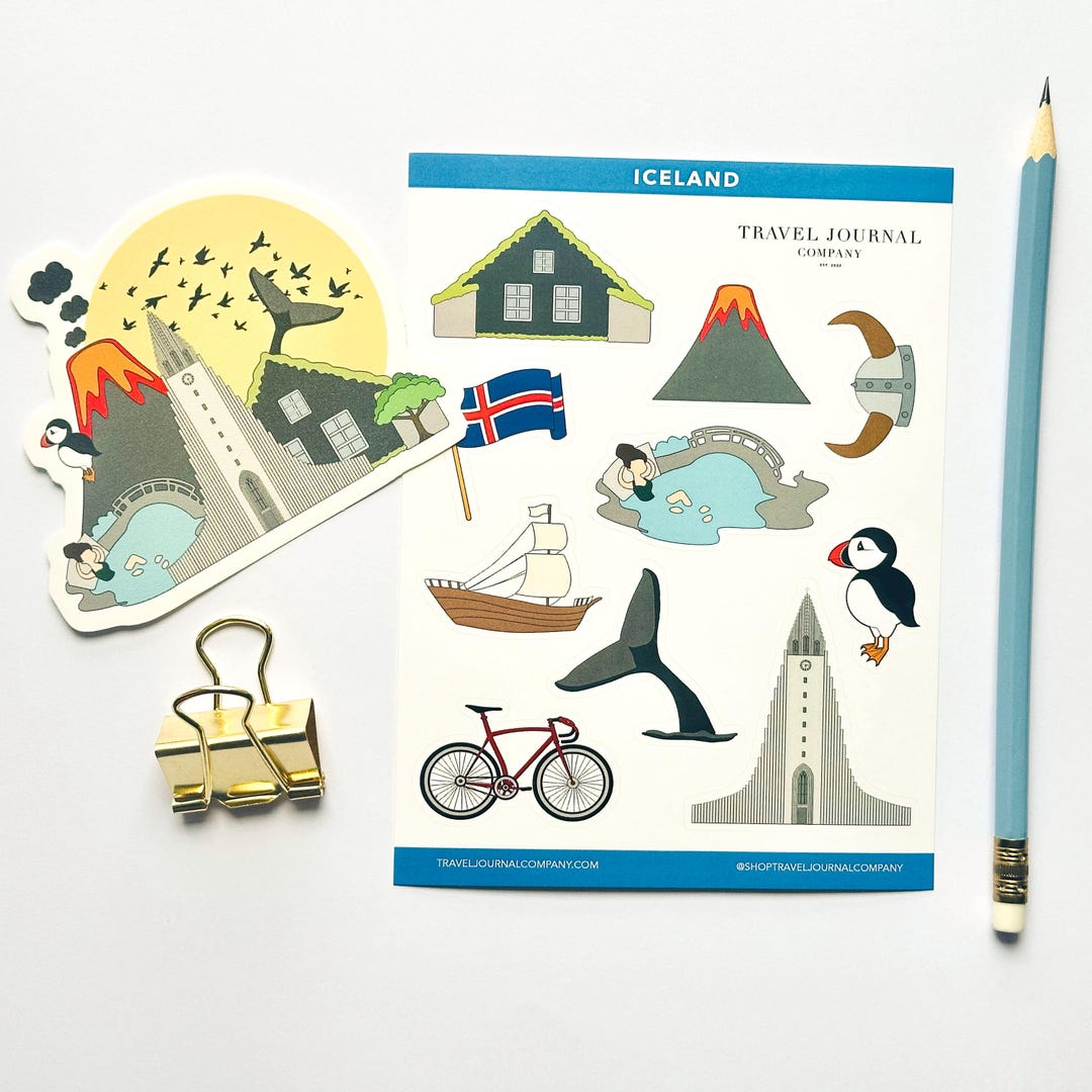 Iceland Reykjavik Sticker Sheet Die Cut Sticker Travel Sticker Planner ...