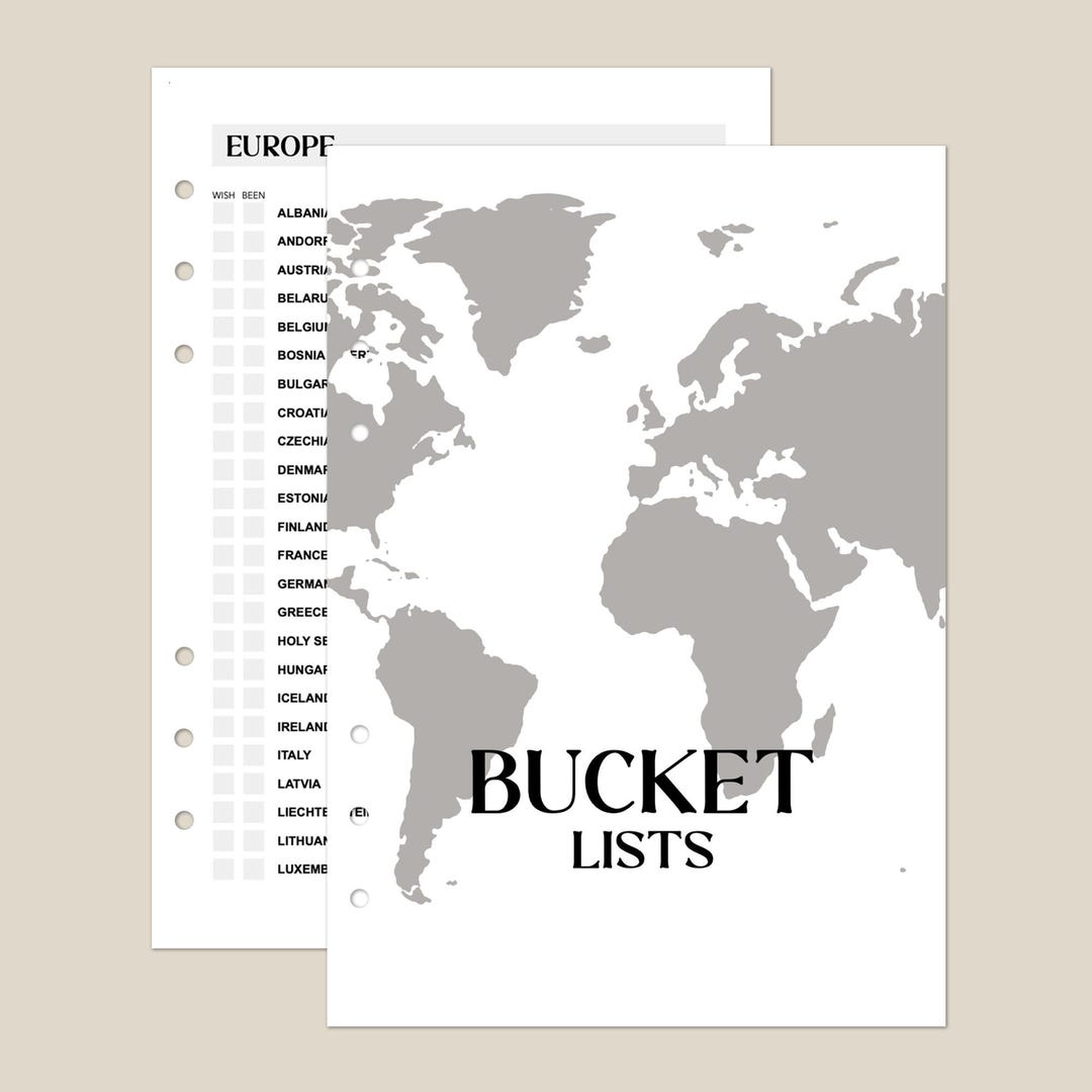 A5 Insert | Been/bucket List + Coloring Map Travel Journal Insert ...