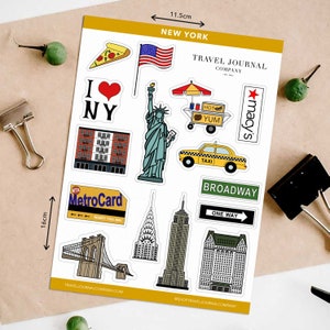 New York Sticker Sheet Die Cut Sticker Travel Journal Sticker Scrapbook ...