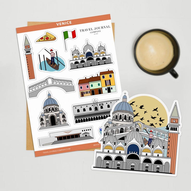 Venice Travel Sticker Sheet Scrapbooking Planner Sticker Journal ...