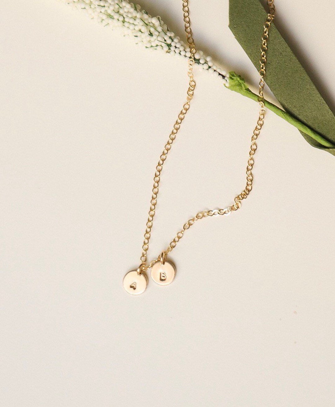 Gold Disc Initial Necklace- Letter Initial Disc Gold Filled Chain ...