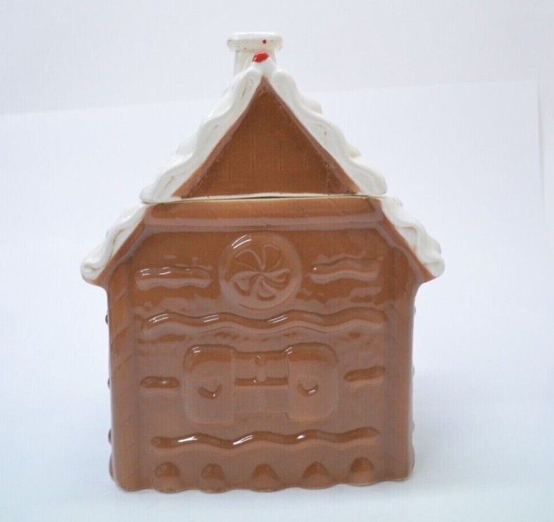 Vintage Gingerbread House Cookie Treat Jar Ceramic Kitchen Collectible ...