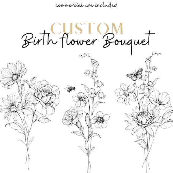 Custom Flower Design Tattoo - Etsy