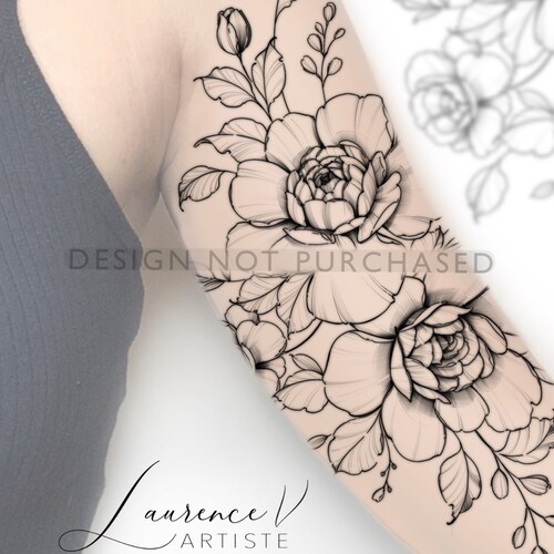 Spring Flowers Tattoo Design Instant Download Printable - Etsy