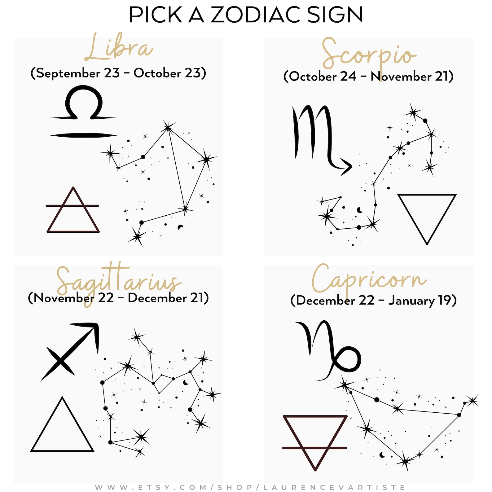 Custom Birth Month Flower Zodiac Sign Line Art Tattoo Personalized ...