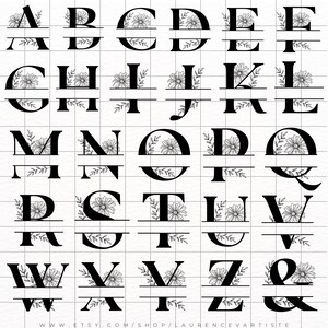 Floral Alphabet PNG SVG | Split Letters Monogram Clipart | Botanical ...