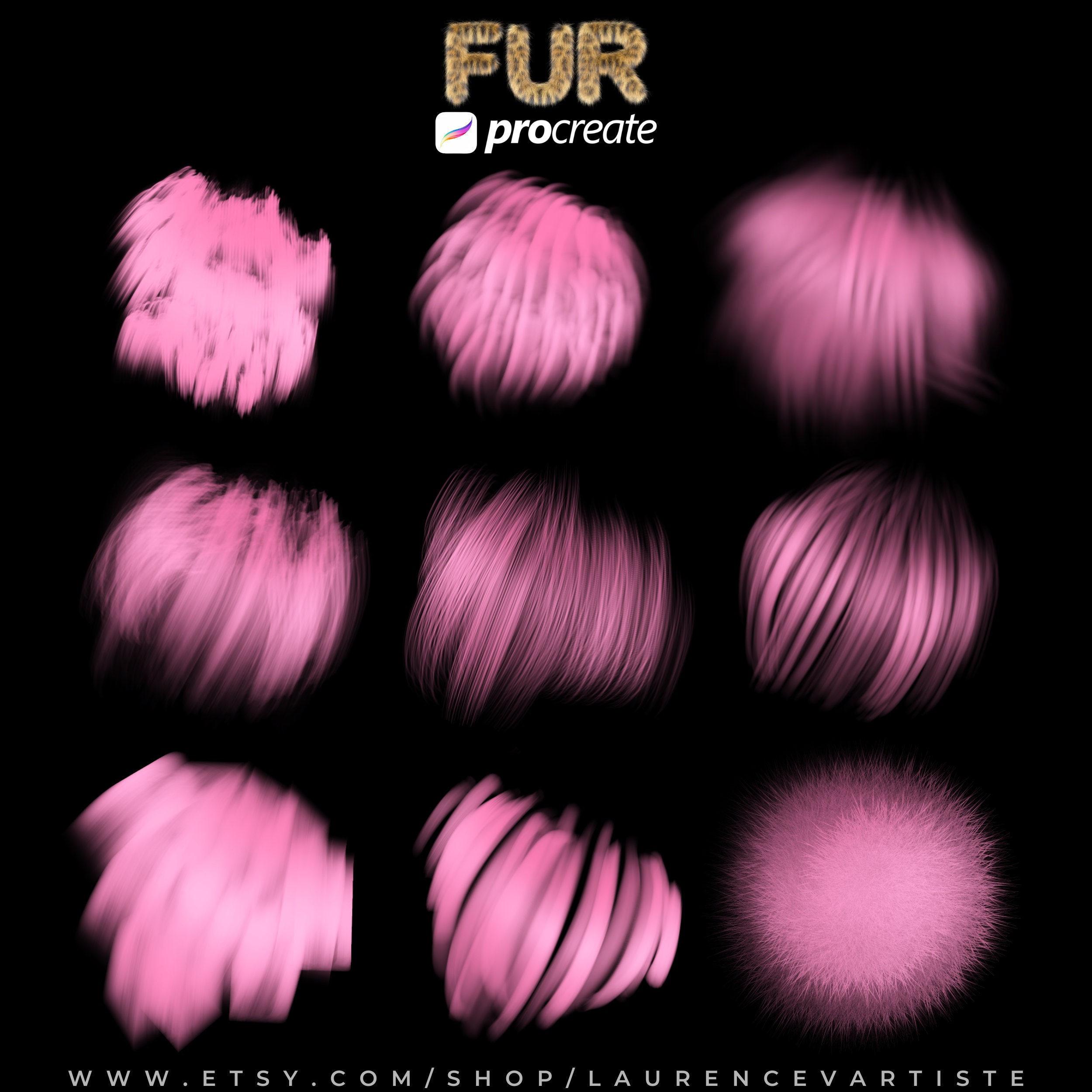 Procreate Brushes | Fur Hair Realism Furry Animal Fluffy Curly Fuzzy ...