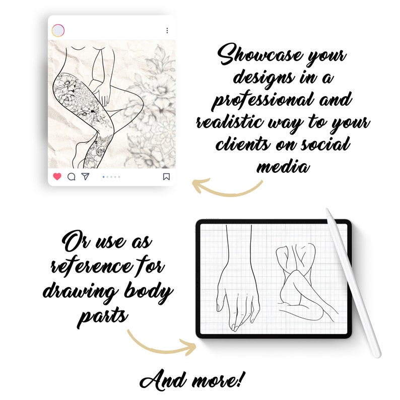 Procreate Brushes | Body Pose Part Stamps and PNG | Female Realistic ...