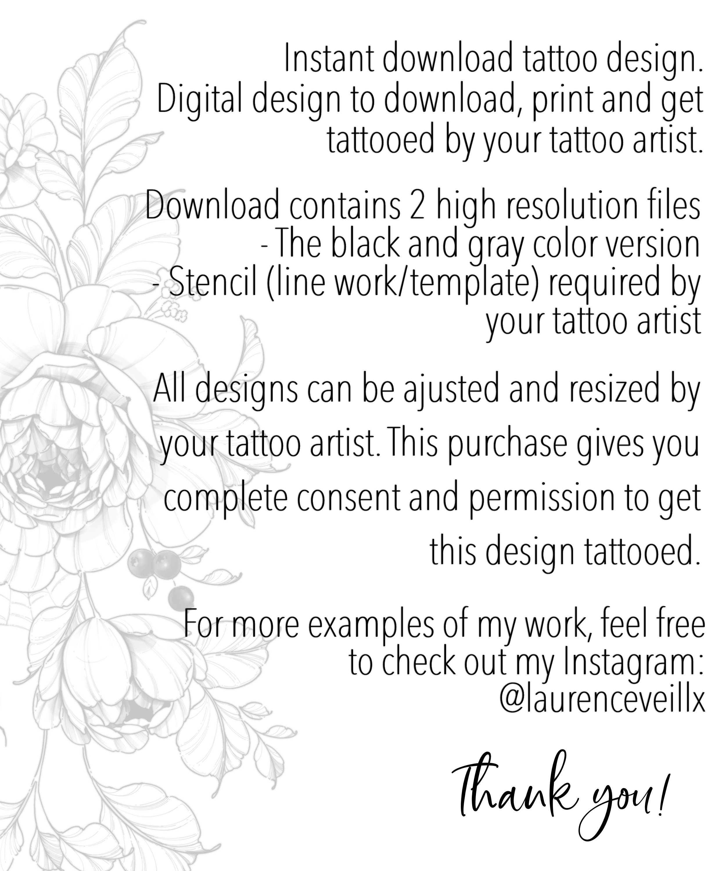 Printable Tattoo Design Instant Download Tattoo Design | Etsy