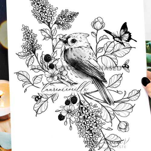 Spring Flowers Tattoo Design Instant Download Printable - Etsy