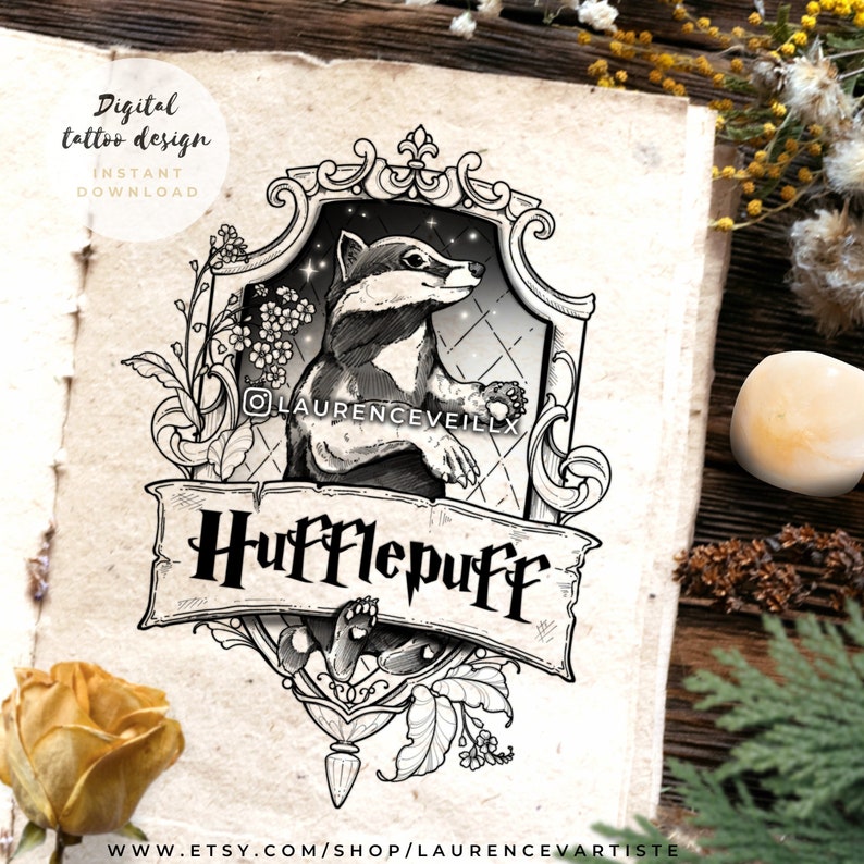 Tattoo Design for Wizard Hufflepuff Hogwart Houses HP - Etsy