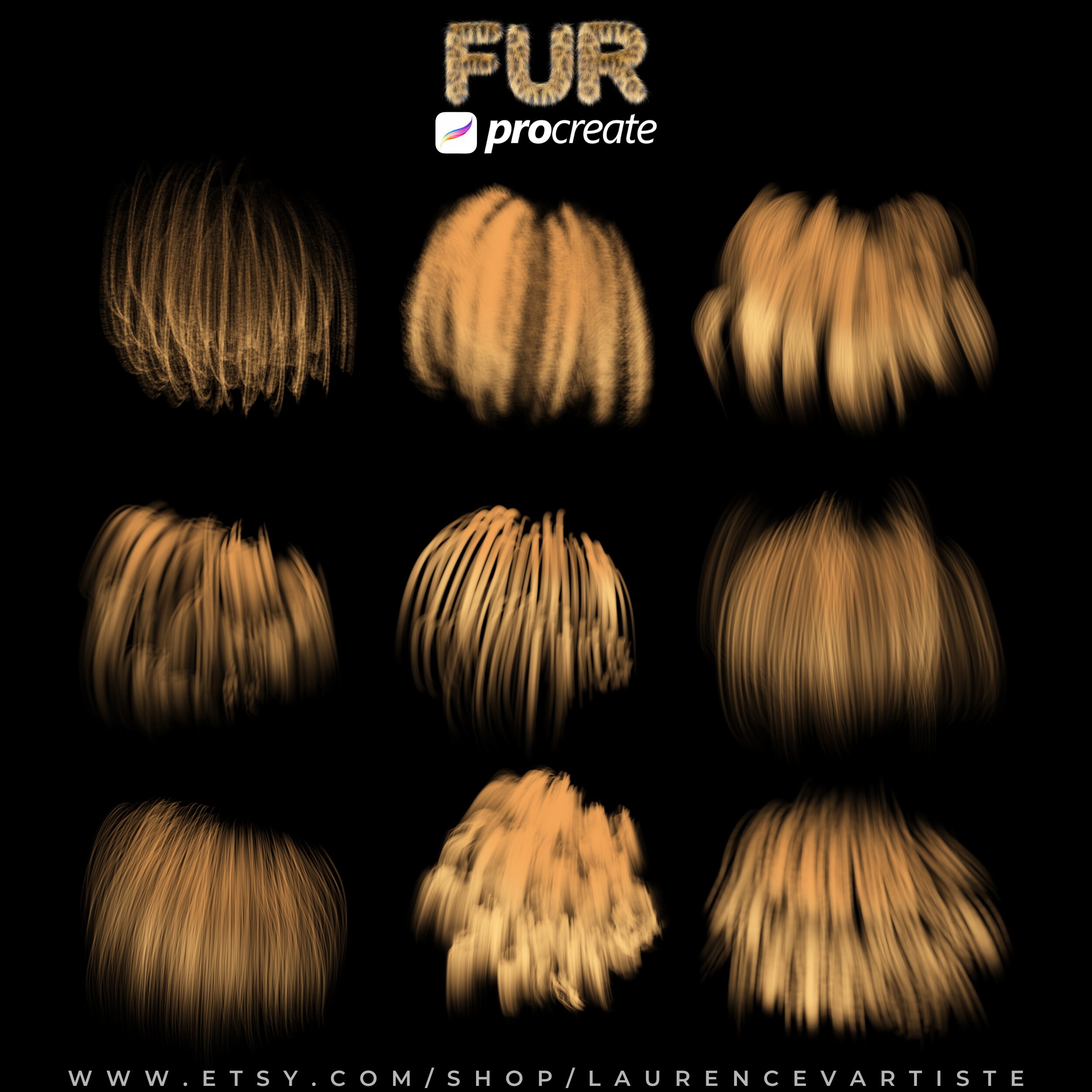 Procreate Brushes | Fur Hair Realism Furry Animal Fluffy Curly Fuzzy ...