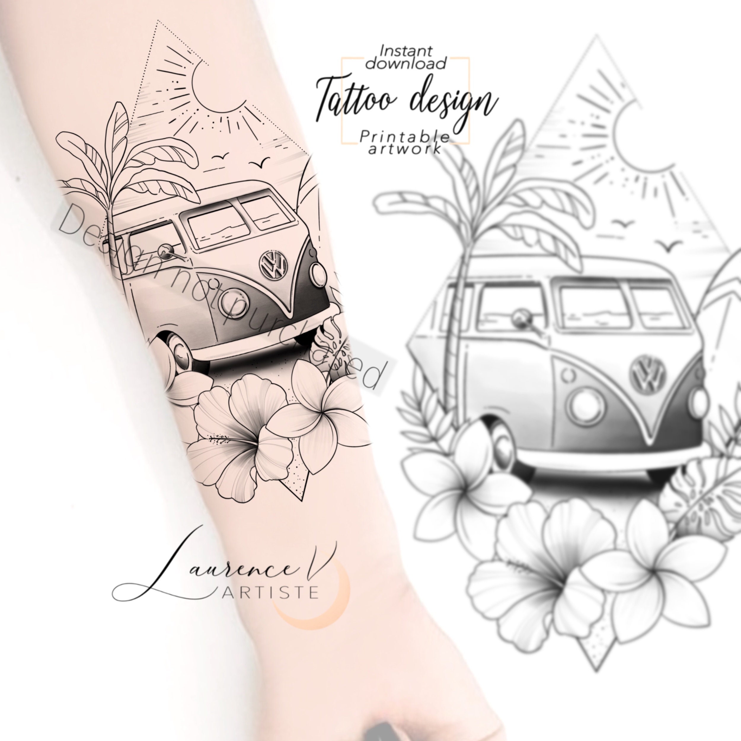 Tattoo Design | Instant Download | Westfalia Landscape and Tropical ...
