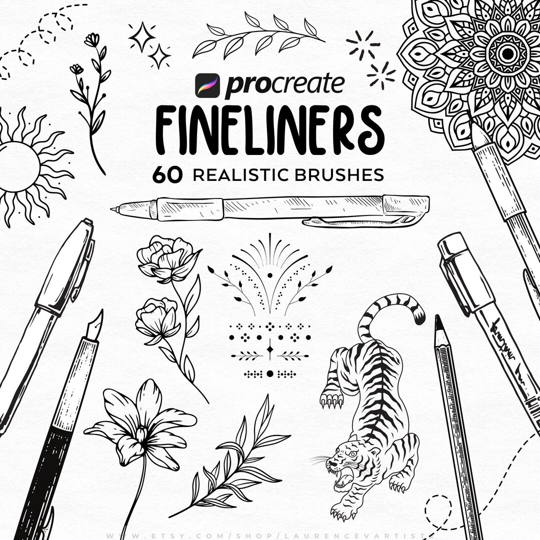 Procreate Fine Liner Brushes | Fineliner Micron Stipple Linework Ink ...