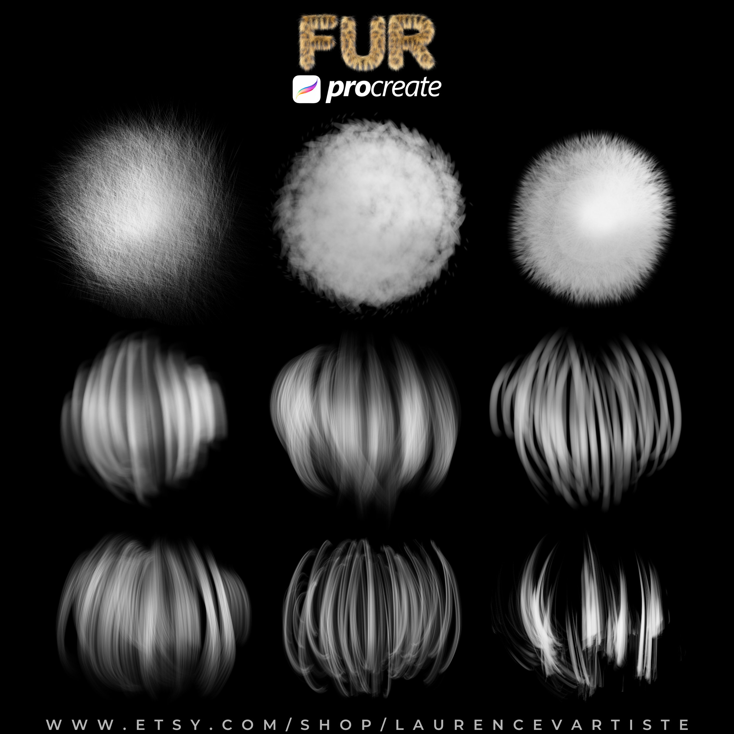 Procreate Brushes | Fur Hair Realism Furry Animal Fluffy Curly Fuzzy ...