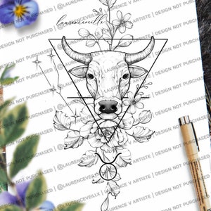 Taurus Tattoo Design Ideas for Women | Zodiac Sign Astro Flowers ...